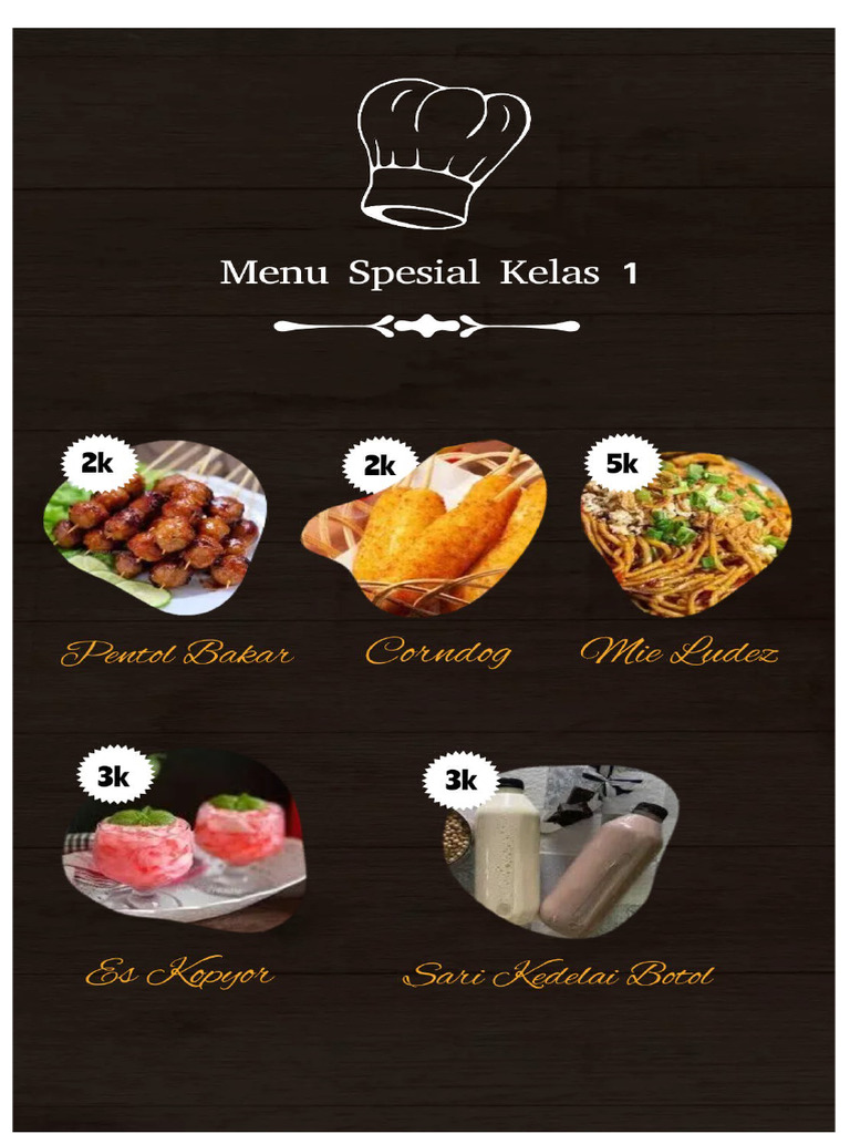 Menu Market Day Kelas 1 2023-2024 | PDF