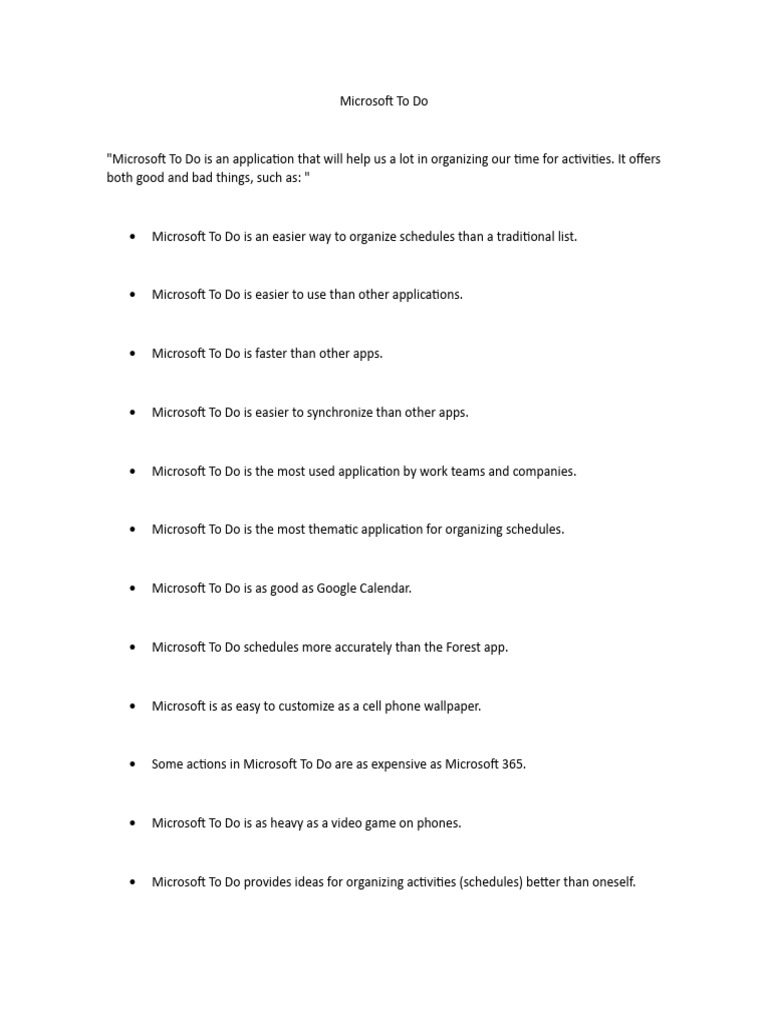 Microsoft To Do Is A Practical Application For Organizing Tasks and | PDF