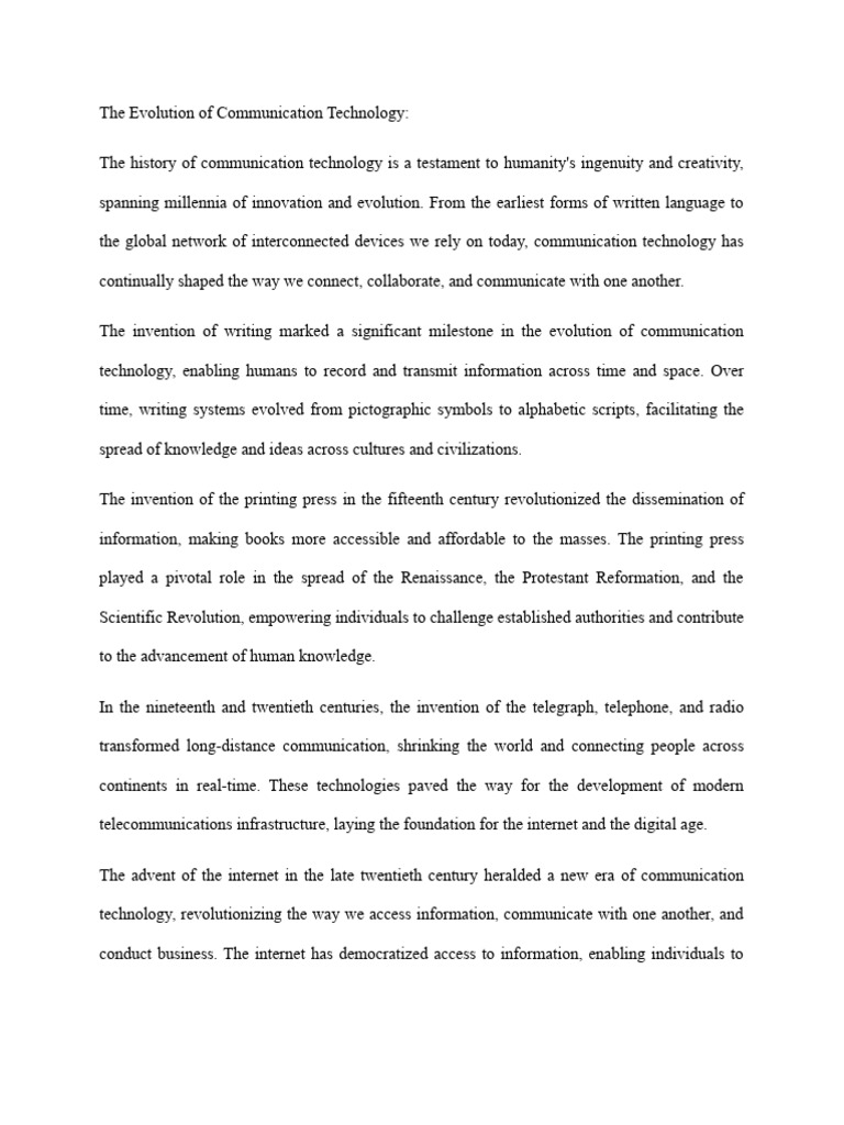 The Evolution of Communication Technology | PDF