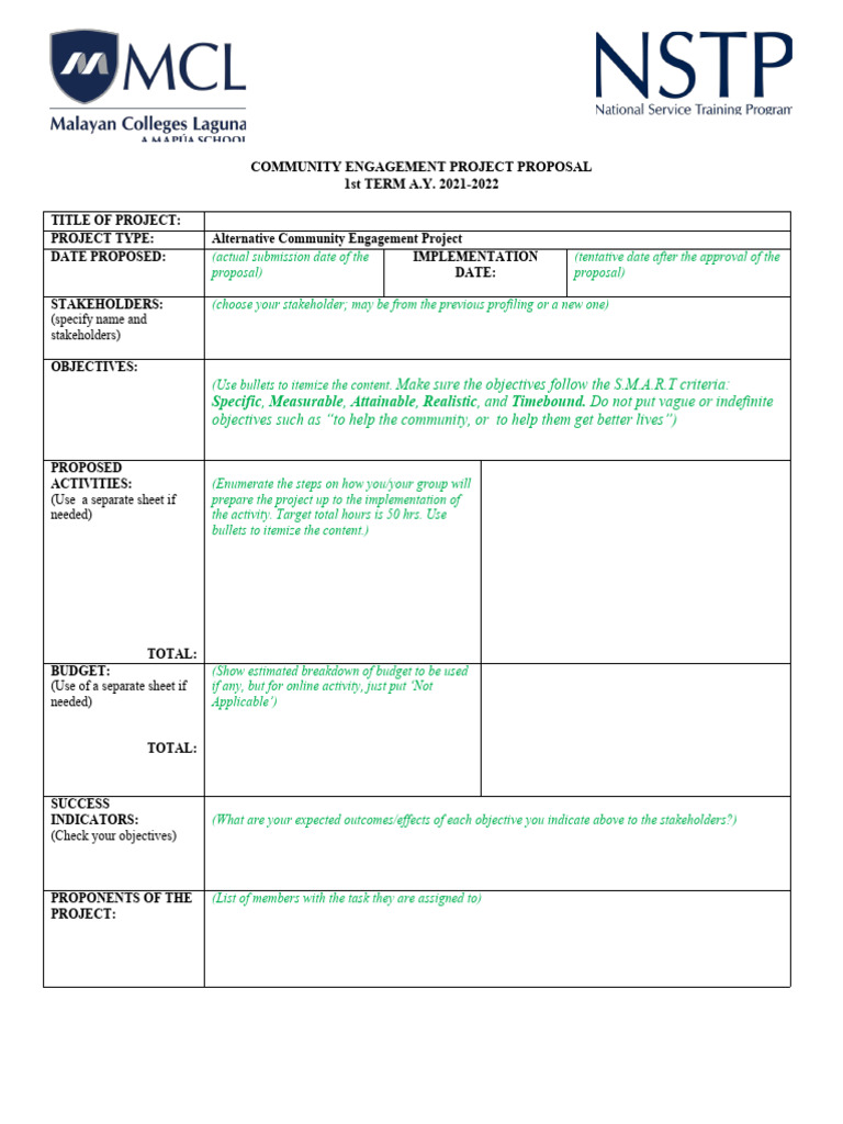 Community Engagement Project Proposal | PDF