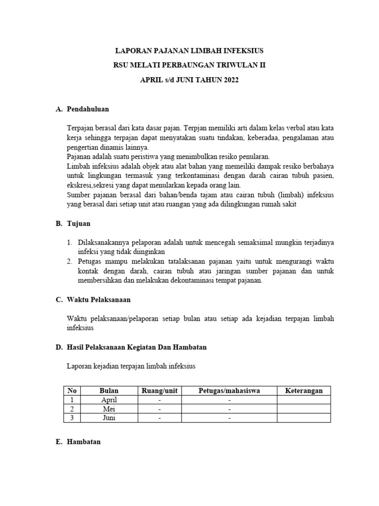 PPI 7 EP 1.3 LAPORAN PAJANAN LIMBAH INFEKSIUS Evaluasi Dan Tindak Lanjut | PDF