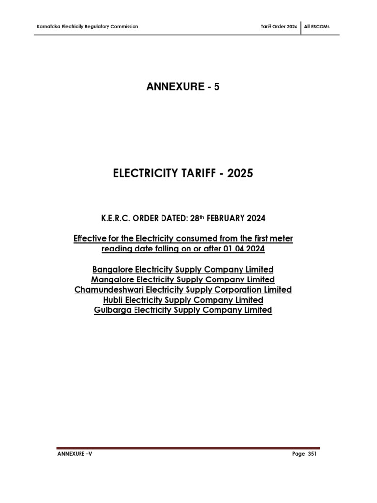 Tariff Order-2024-Annexure-5 | PDF