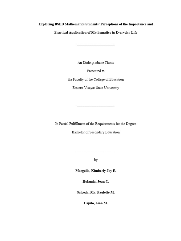 BSED Math Students' Views on Math Use | PDF | Survey Methodology | Mathematics