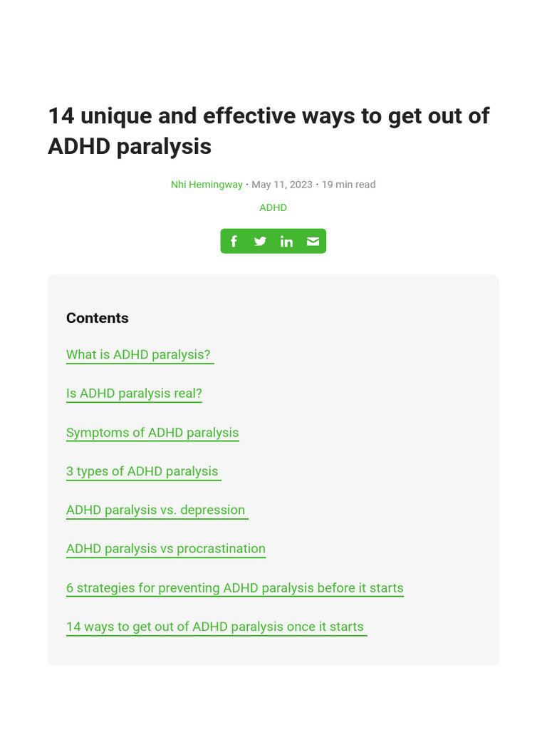 14 unique and effective ways to get out of ADHD paralysis | PDF ...