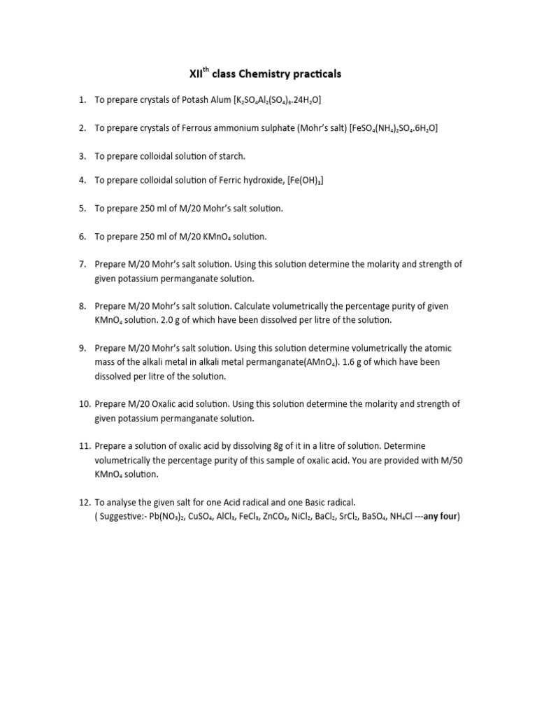 List of Practicals | PDF