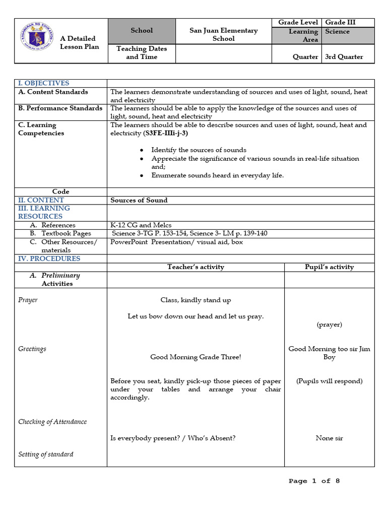 Sources of Sound DLP | PDF | Sound | Learning