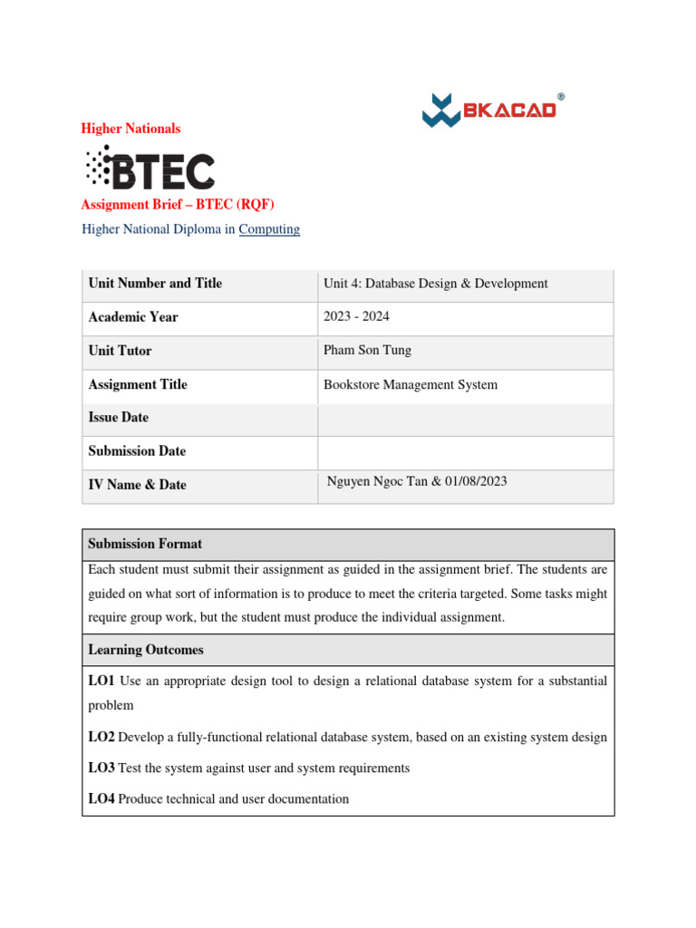 Database Design & Development - Assignment 2023 | PDF | Databases | Cybernetics
