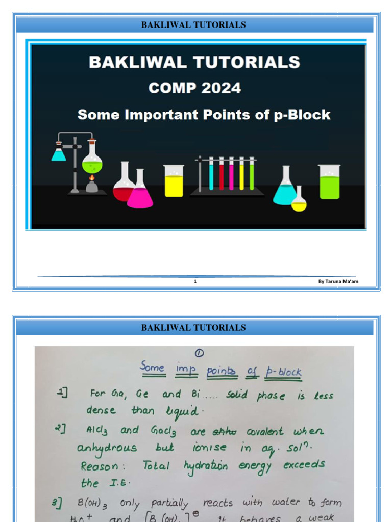 COMP2024 - Some Important Points of P-Block-1 | PDF | Chemical ...
