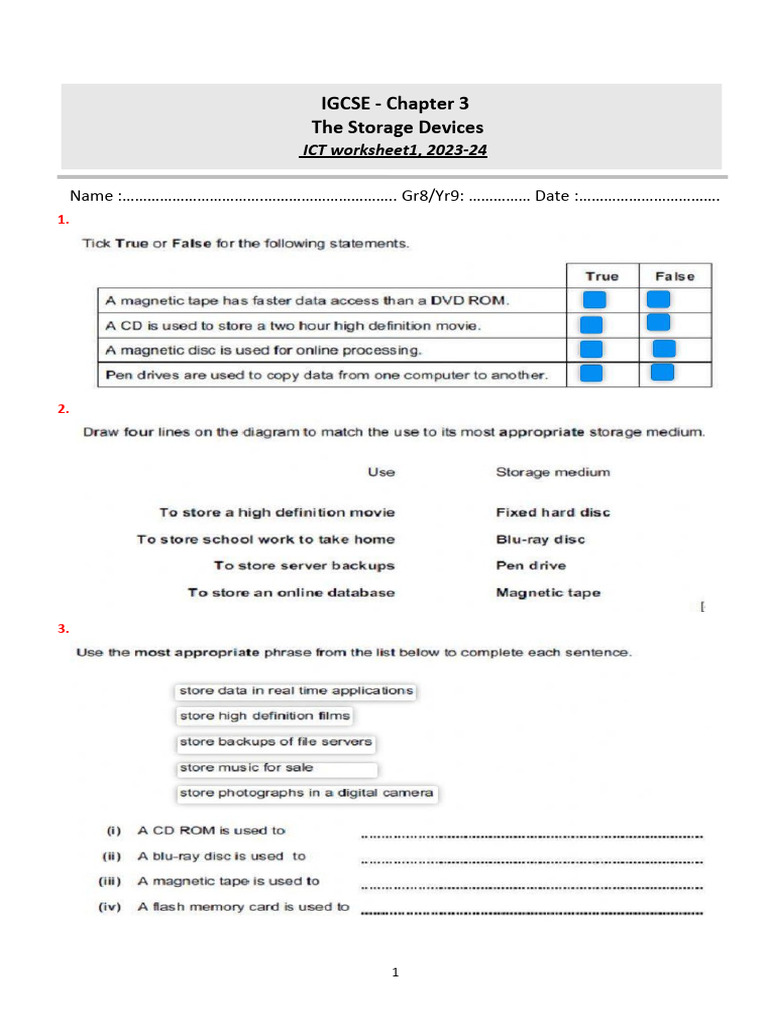 IGCSE ICT System Life Cycle Worksheet | PDF | Games & Activities