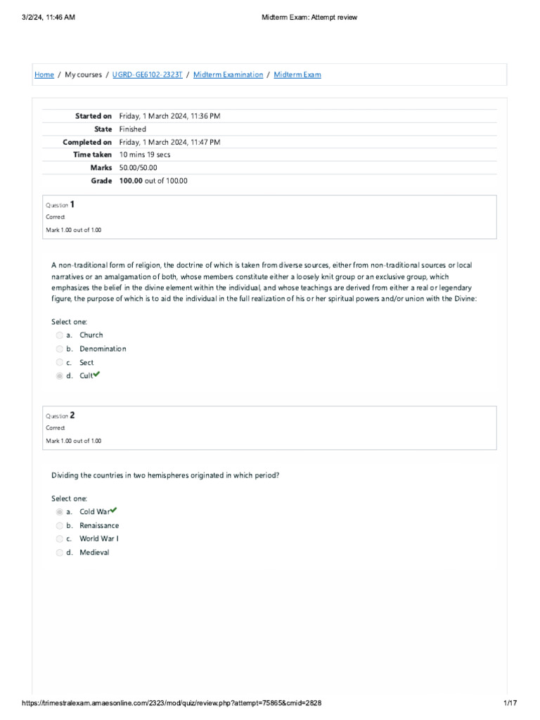 Midterm Exam - Perfect Score | PDF