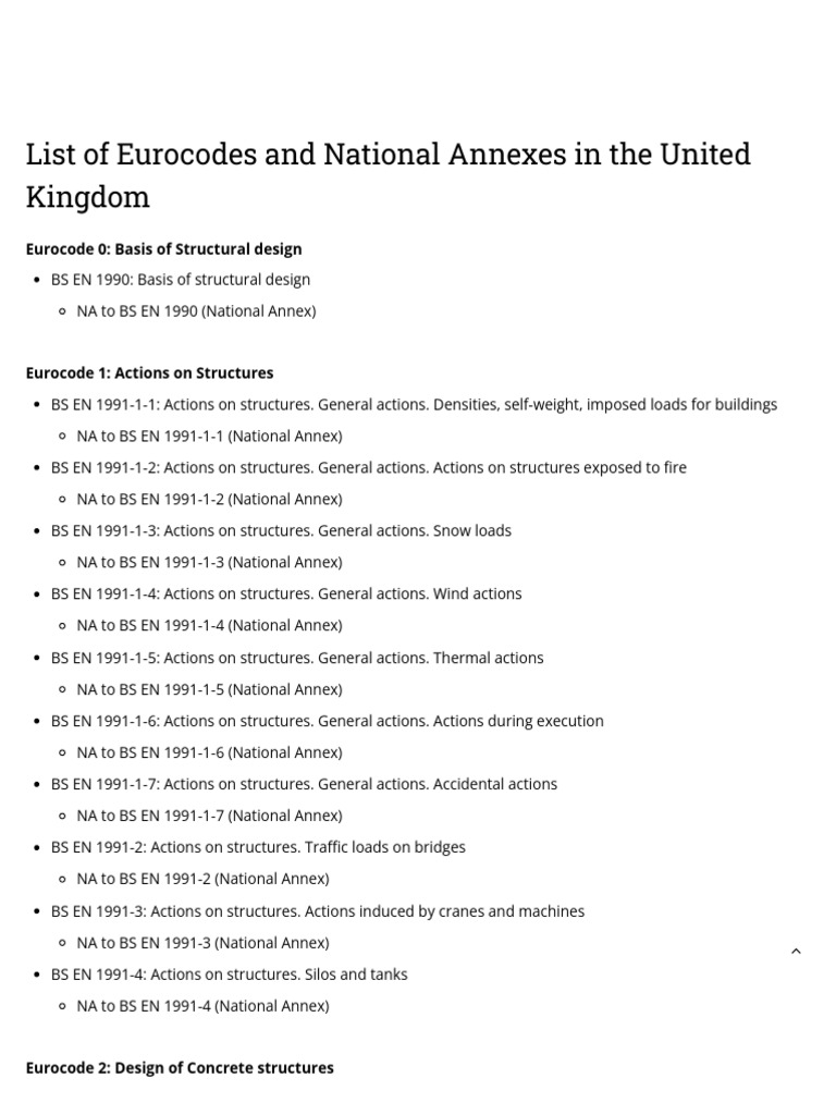 List of Eurocodes and National Annexes in The United Kingdom | PDF | Civil Engineering ...