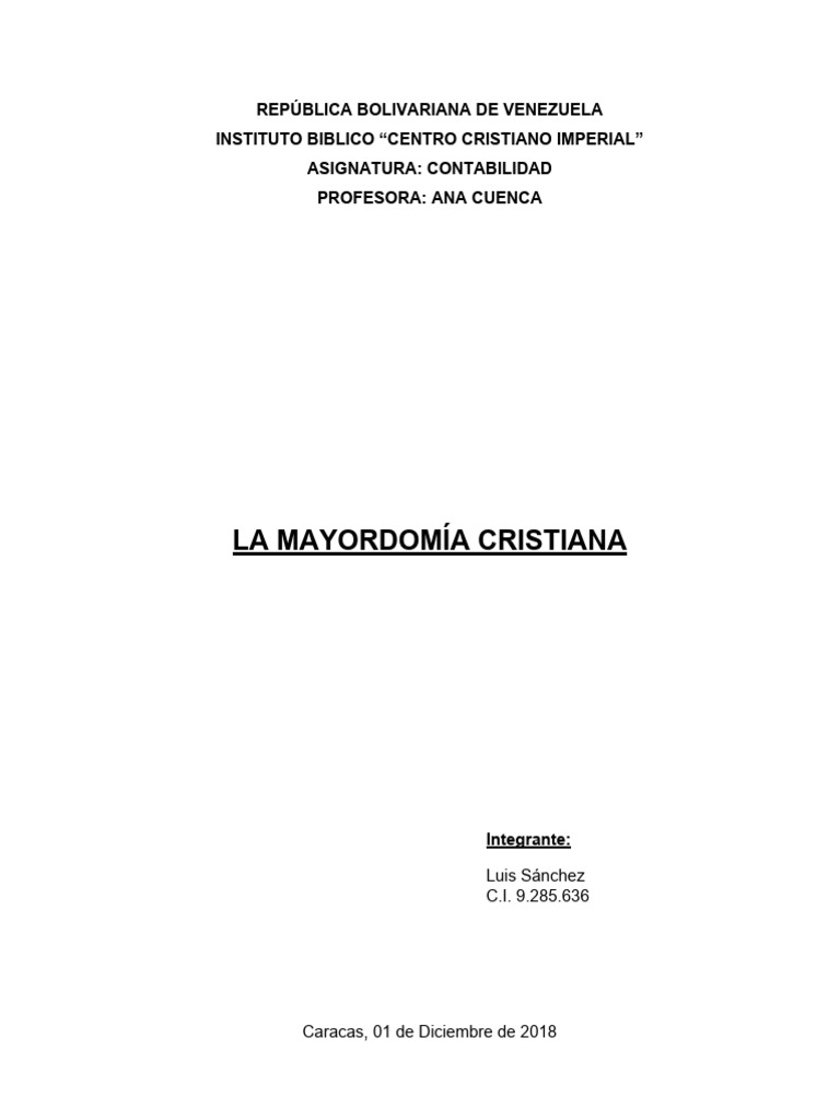 La Mayordomía Cristiana | PDF | Cristo (título) | Jesús