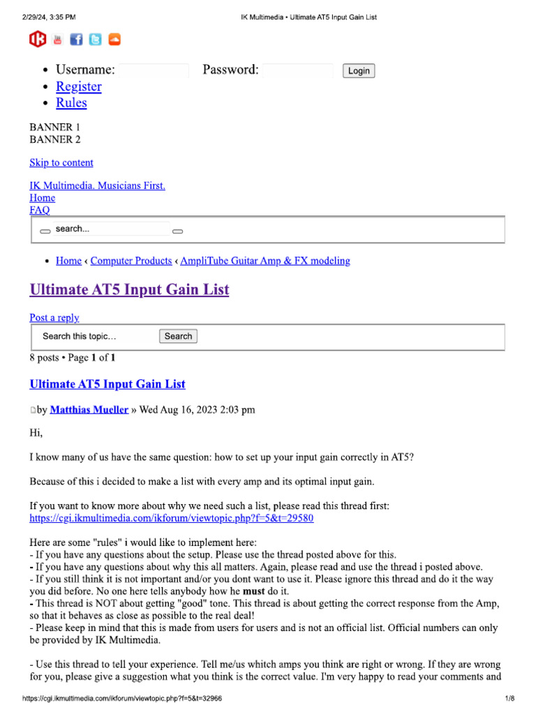 Amplitube 5 Input Gain List | PDF