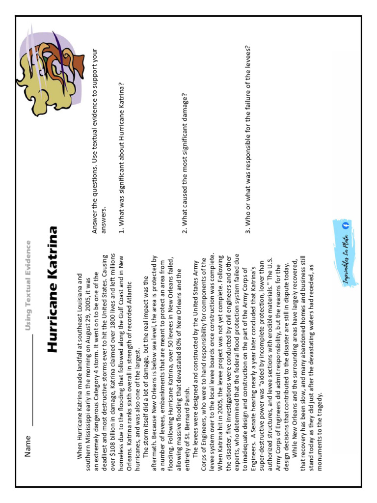 Using Textual Evidence | PDF | Hurricane Katrina | Physical Geography