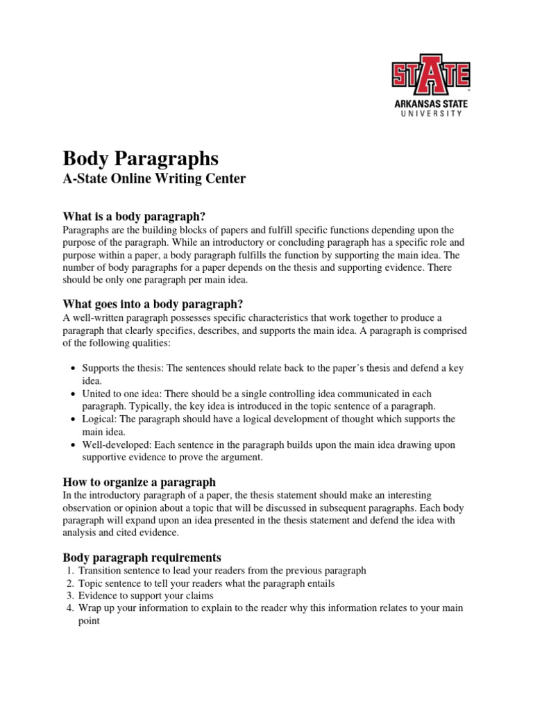 Writing Effective Body Paragraphs | PDF | Career & Growth