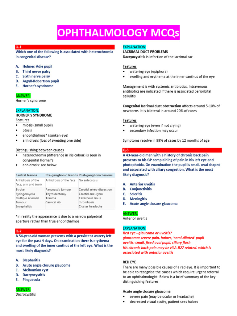 Printout DONE... PM MCQs 2019 EYE | Download Free PDF | Glaucoma | Retina