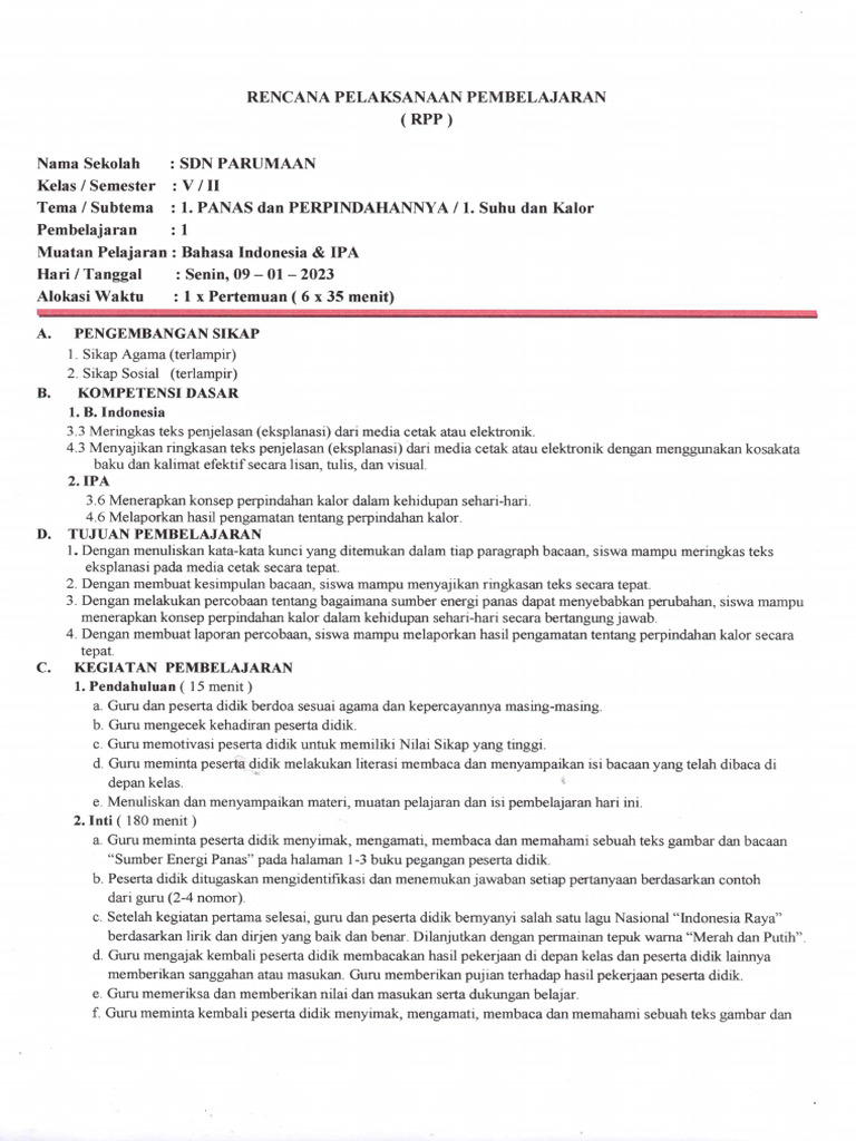 RPP Bu Aji Eda | PDF