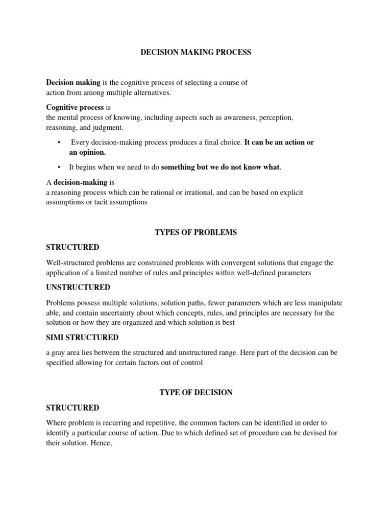 Decision Making Process | PDF