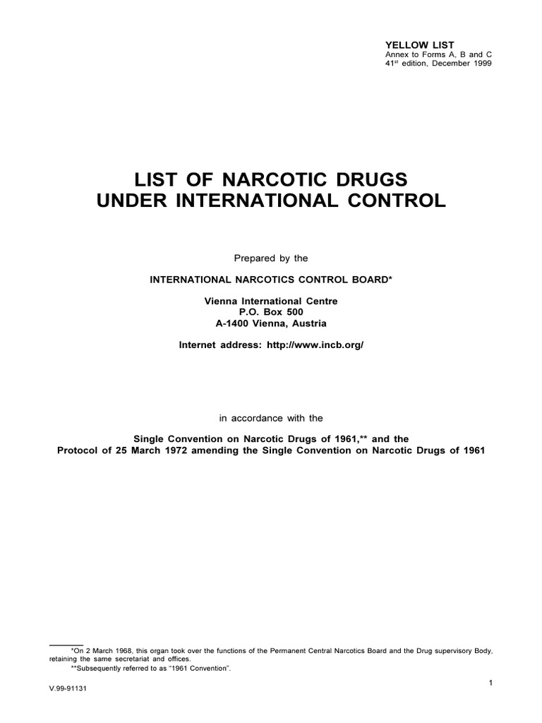 Narcotic Substances Under International Control | PDF | Morphine | Narcotic