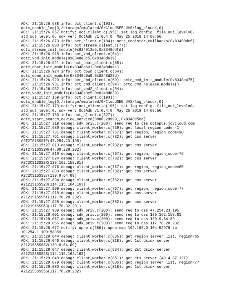 OctAdk SDK Log Analysis Report | PDF | Technology & Engineering