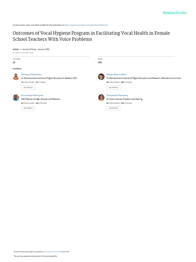 Vocal Hygiene Program for Teachers | PDF | Human Voice