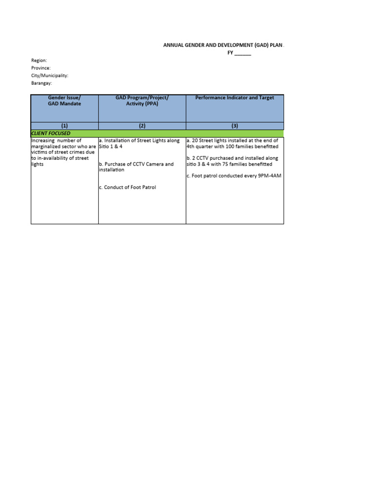Gad Plan Template 1 | Download Free PDF | Health Care