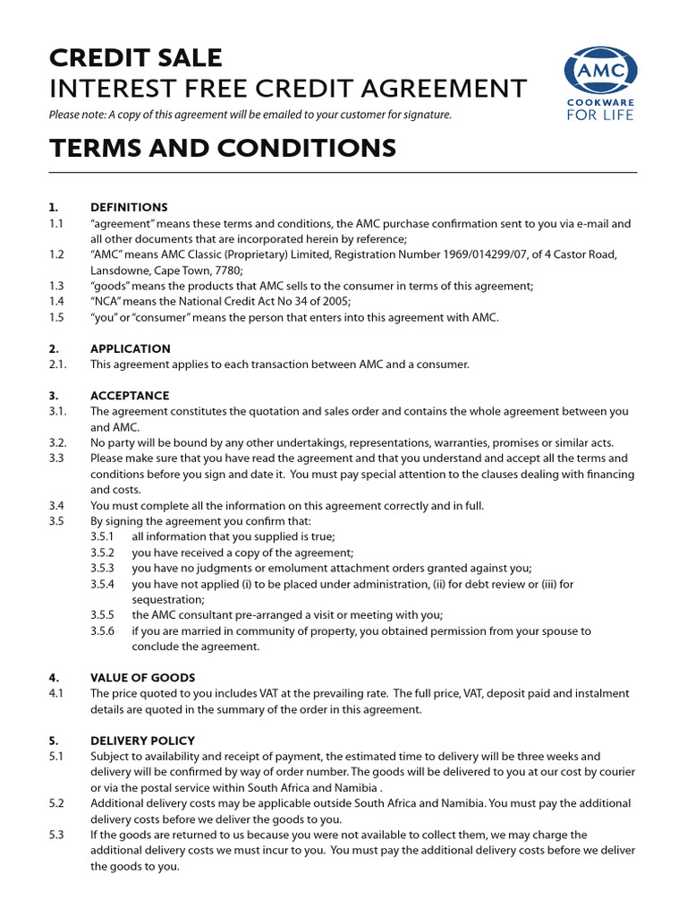 Terms & Conditions (Interest Free Credit Order) | PDF | Credit Card ...