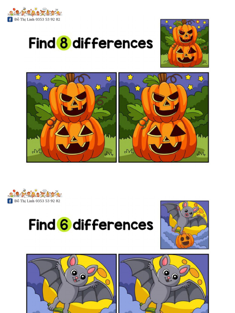 Halloween Spot The Differences - Printable PDF | PDF