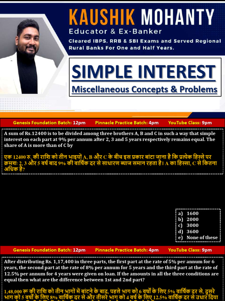 Simple Interest Miscellaneous Concepts (Question) - 28175022 - 2024 ...