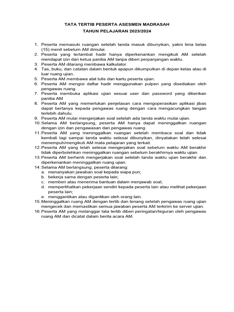 Tata Tertib Peserta Dan Pengawas AM | PDF | Teknologi & Rekayasa