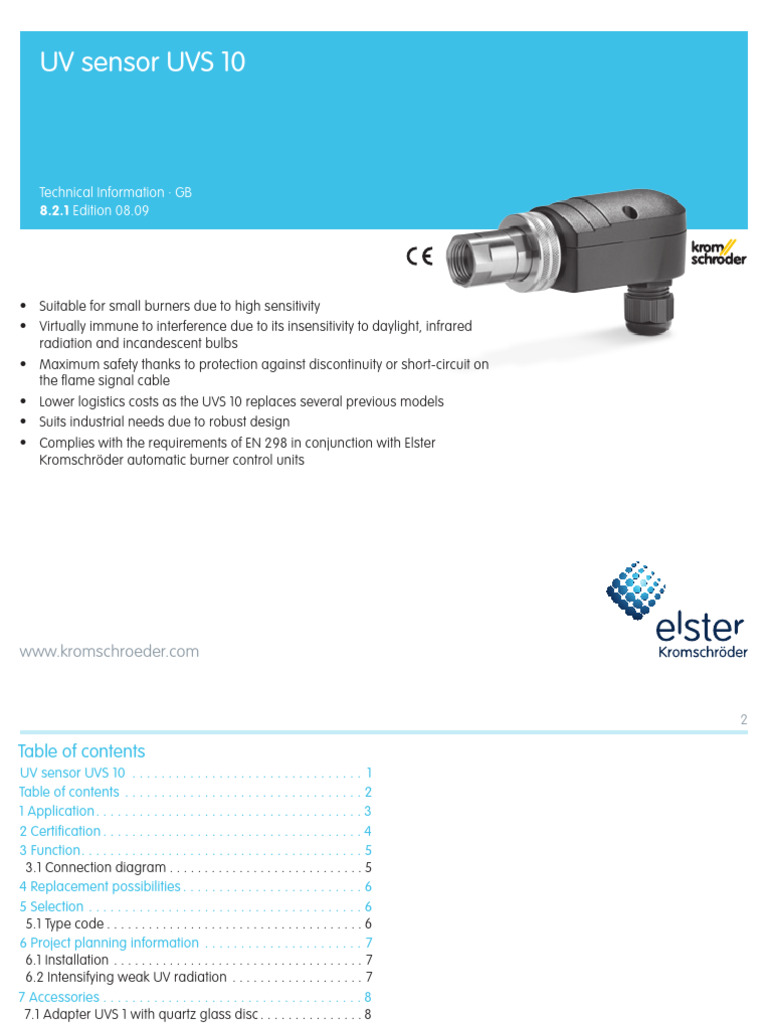 UV Sensor UVS 10: Technical Information GB | PDF | Ultraviolet | Vacuum ...