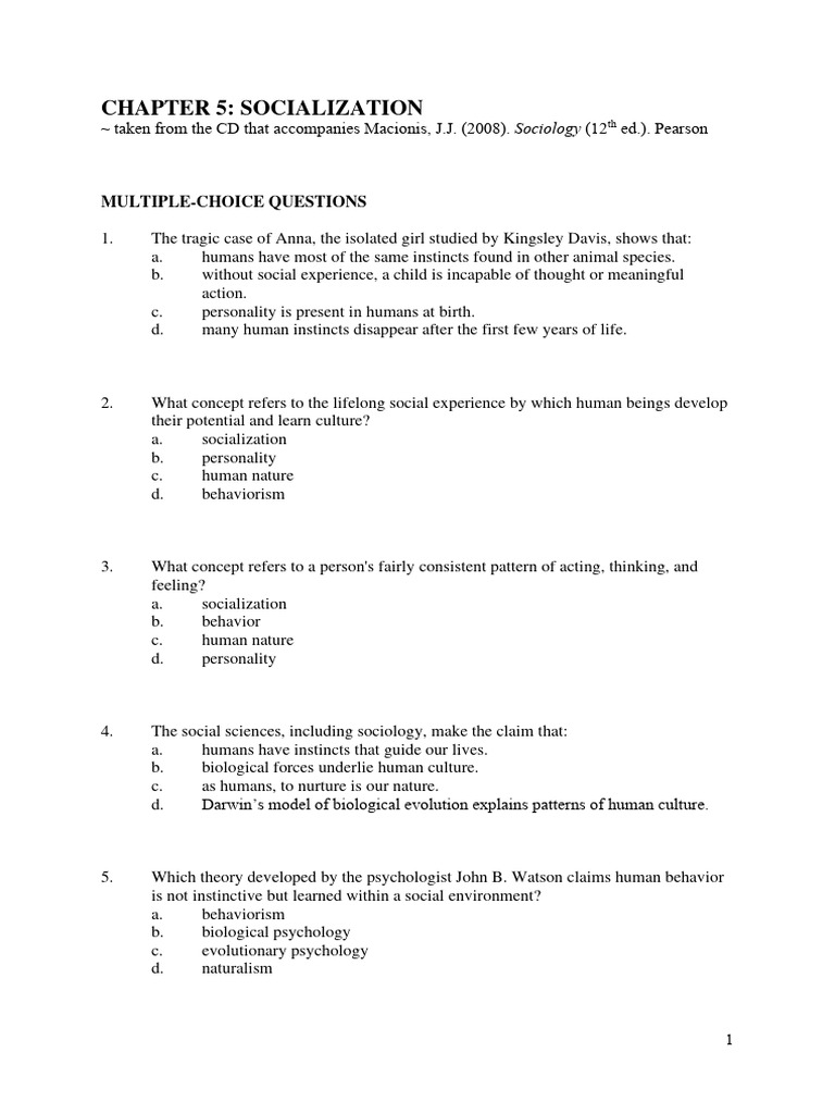 Chap 5 & 6 MCQs | PDF | Id | Nature Versus Nurture
