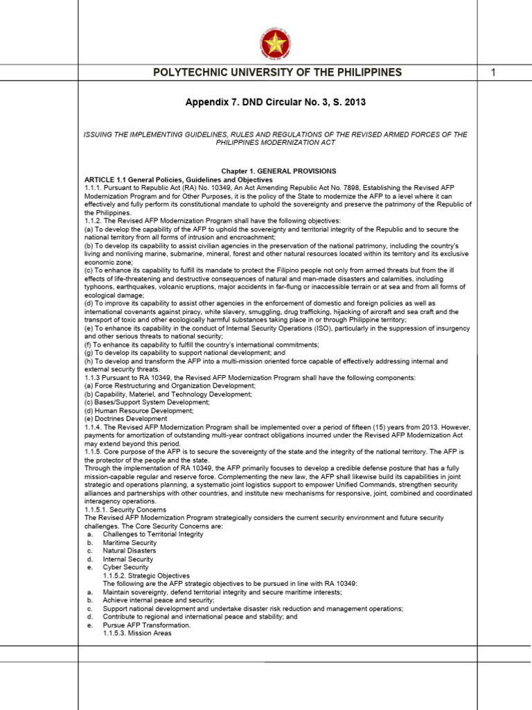 Appendix 7 - DND Circular No. 3, S. 2013 | PDF
