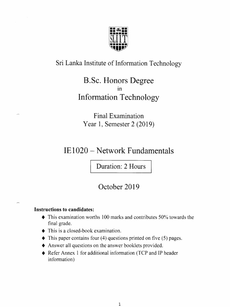 IE1020 - Network Fundamentals 2019 | PDF