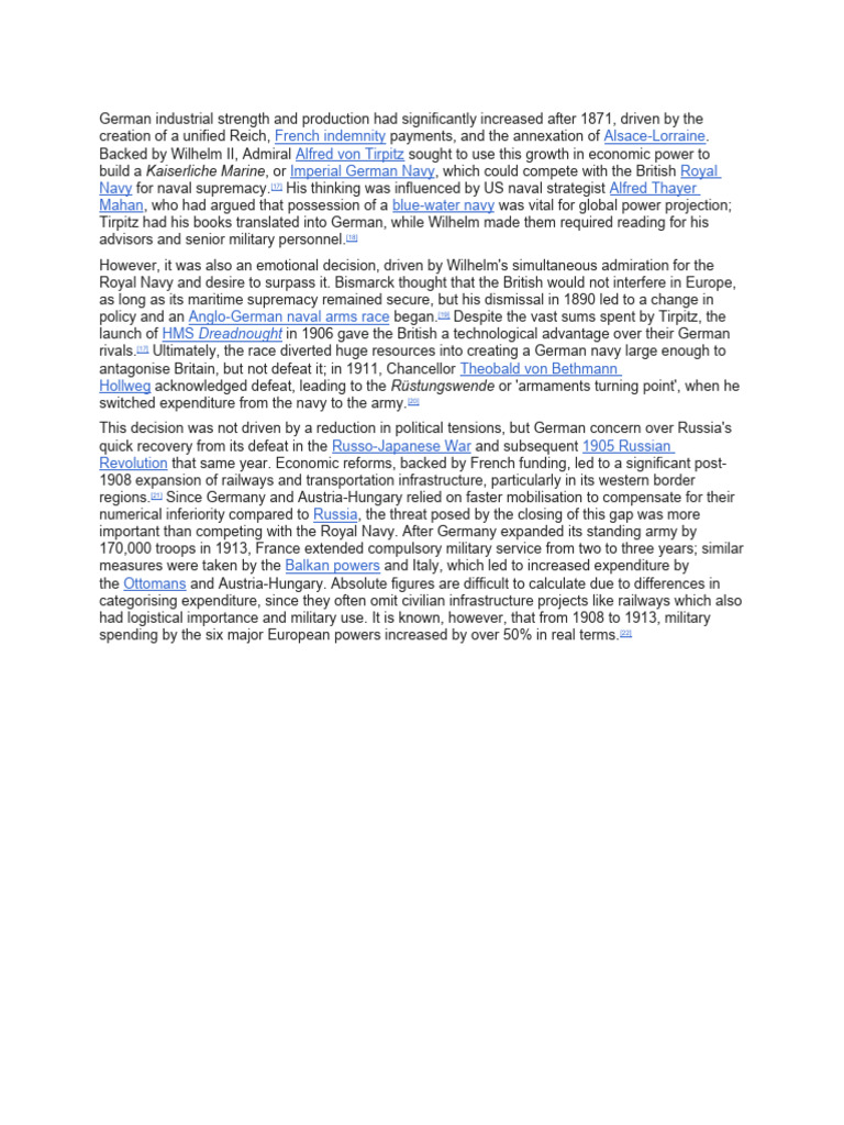 Germany's Naval Arms Race Pre-WWI | PDF | German Empire | Global Politics