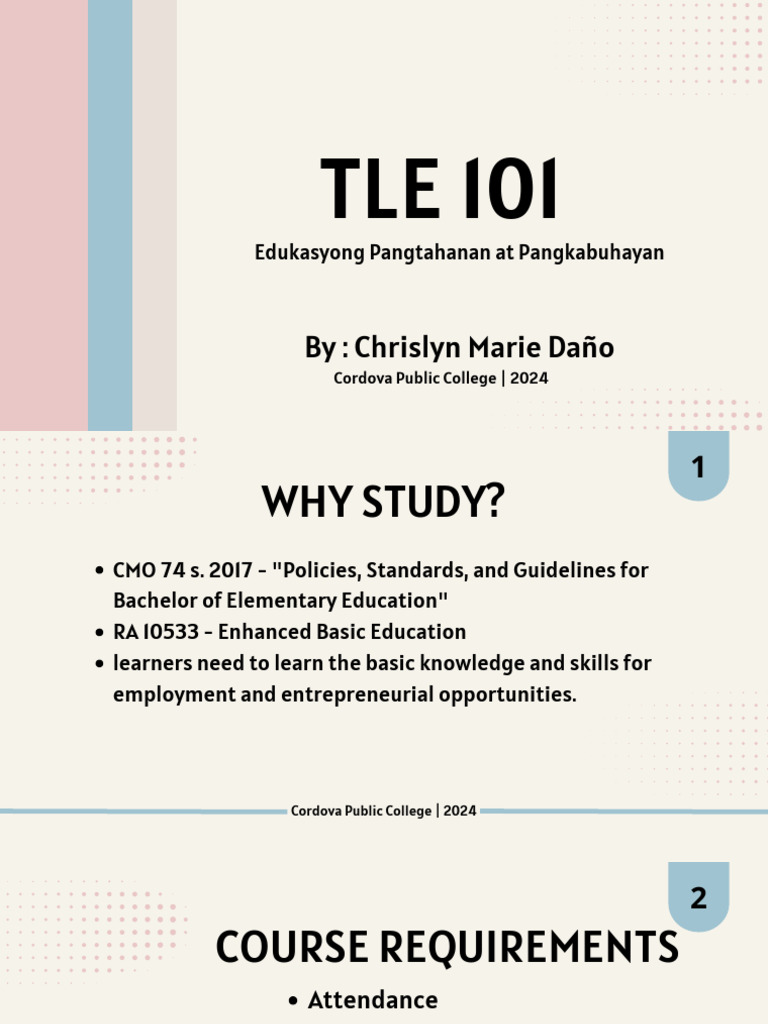 TLE 101 WEEK 1 TOPIC | PDF