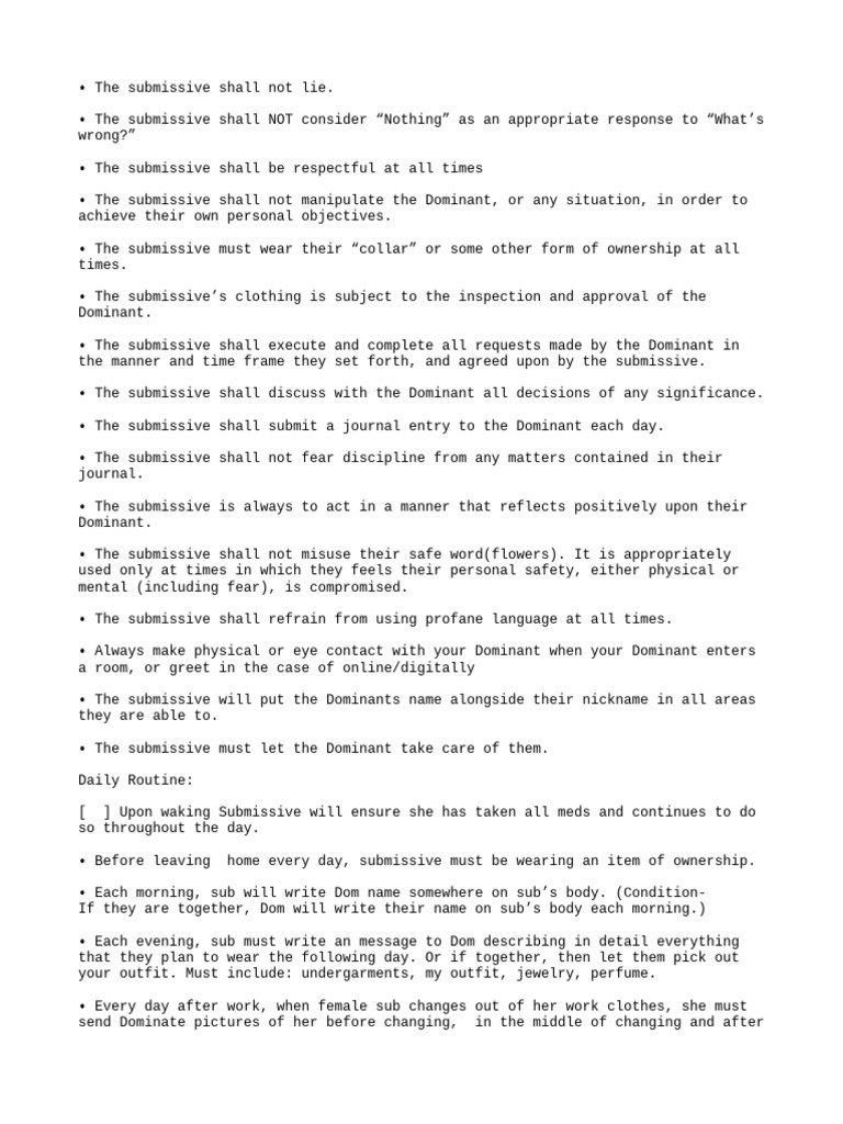 BDSM Rules | PDF | Dominance And Submission