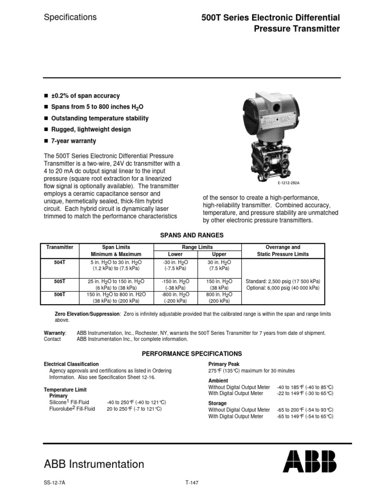 500T Series Differential Pressure Transmitter | PDF | Stainless Steel ...