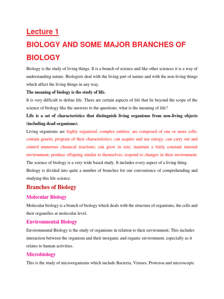 Overview of Biology and Its Branches | PDF | Science & Mathematics