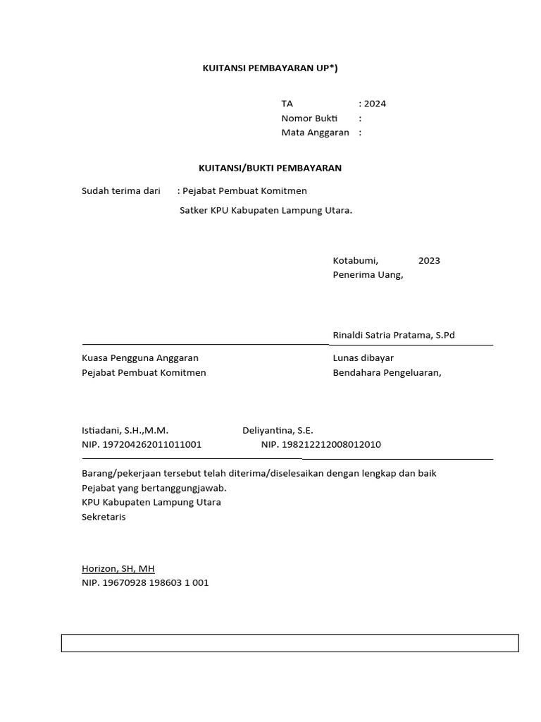 Kuitansi Up 2024 | PDF