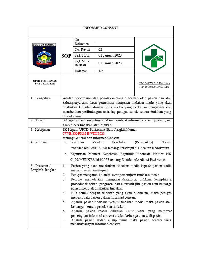 SOP Informed Consent | PDF