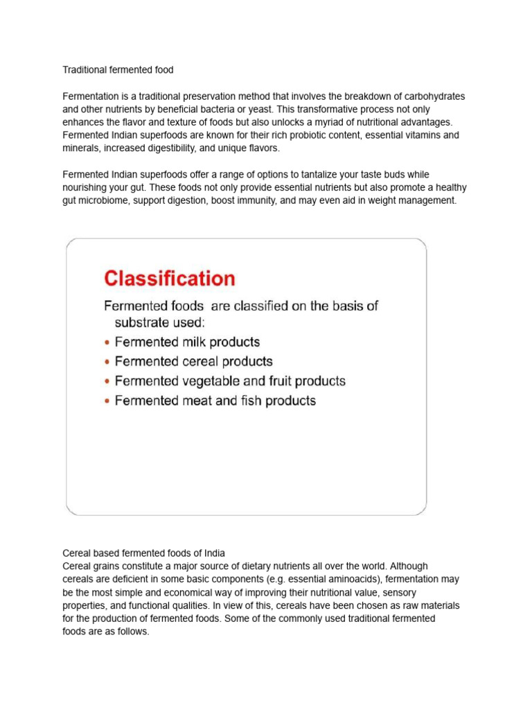 Traditional Indian Food Fermentation | PDF | Cooking, Food & Wine ...