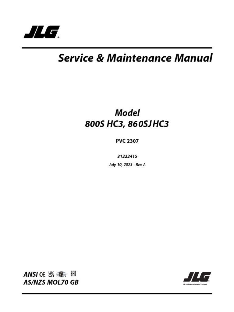 A 800s Hc3 860sj Hc3 JLG Service English | PDF | Gasoline | Pump