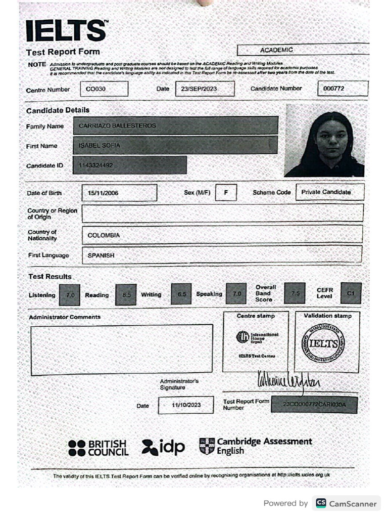 Ielts Certificado | PDF