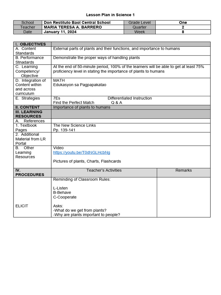 Lesson Plan in Science 3 | PDF | Learning | Differentiated Instruction