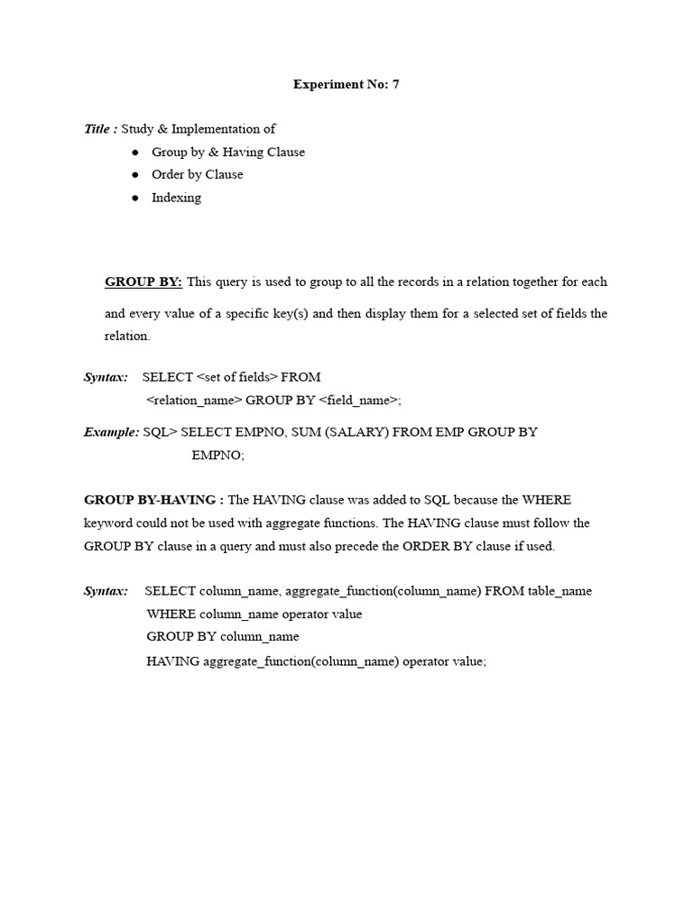 RDBMS Lab Exp-7 | PDF