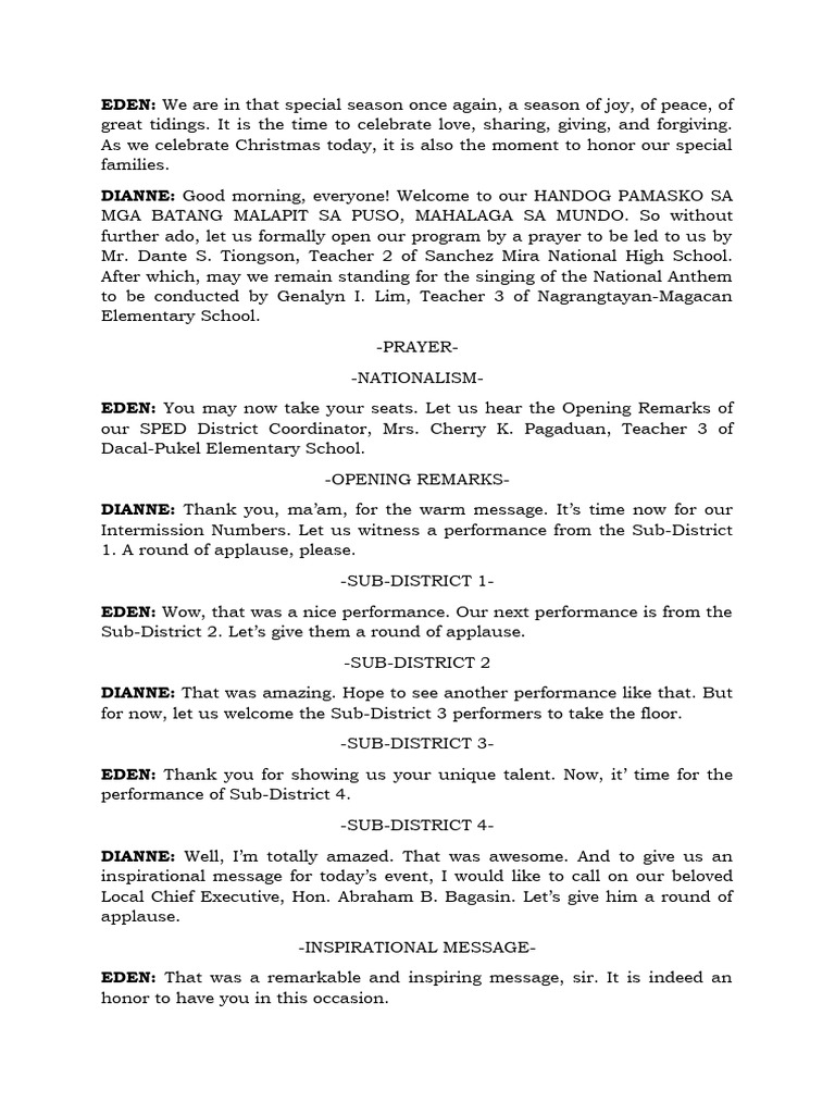 EMCEE Script XMAS | PDF