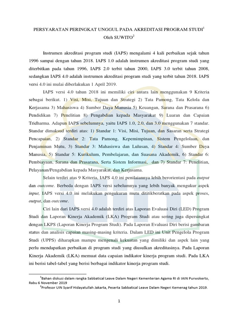 Persyaratan Peringkat Unggul Pada Akreditasi Program Studi | PDF