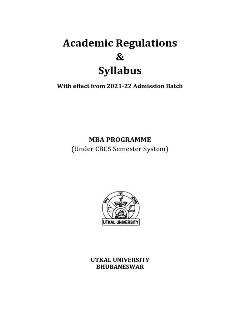 MBA Revised Regulation and Syllabus 2021 | PDF | Statistics | Marketing