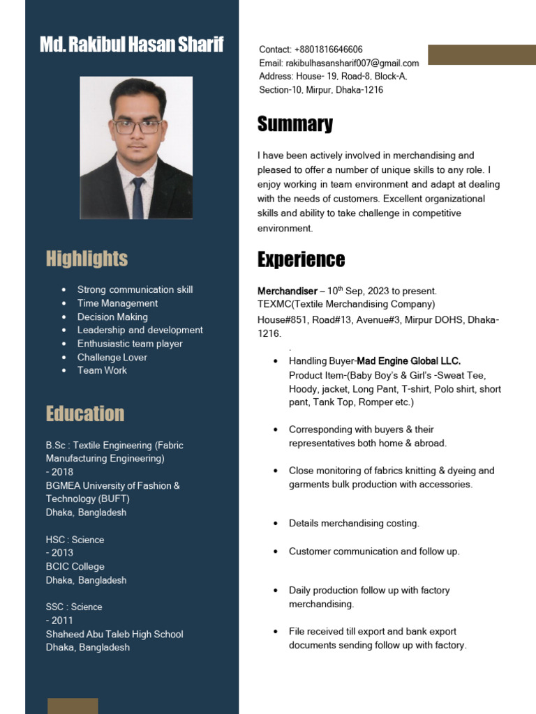 CV-Md. Rakibul Hasan Sharif-2 | PDF | Textiles | Fashion